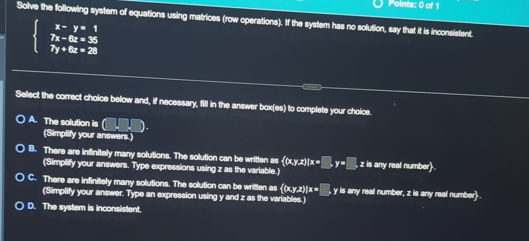Solved Solve the following system of equations using | Chegg.com