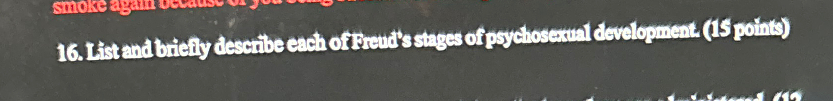 Solved Iist and brielly describe cach of theud's stages of | Chegg.com