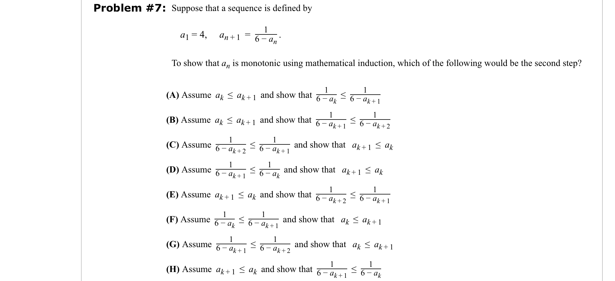 Solved Problem #7: Suppose that a sequence is defined | Chegg.com
