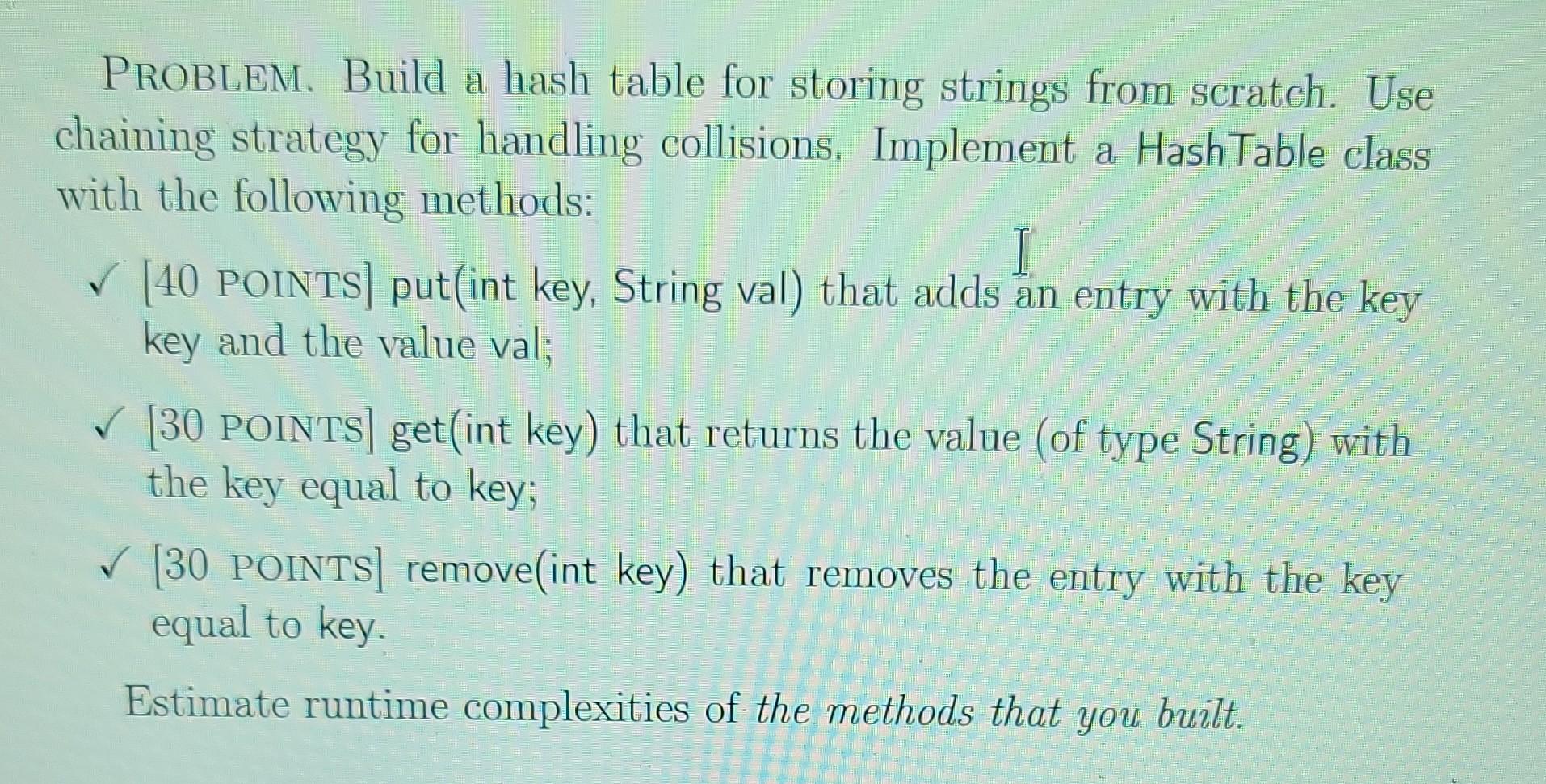Solved Problem Build A Hash Table For Storing Strings From 6813