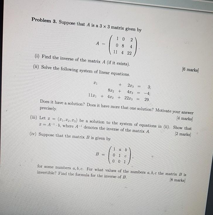 Solved Problem 3. Suppose that A is a 3 x 3 matrix given by | Chegg.com