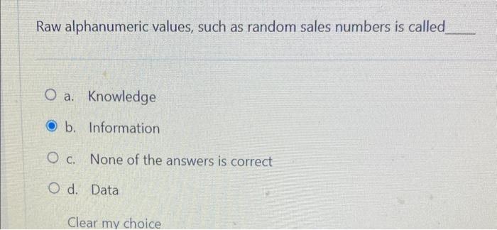 Solved Raw alphanumeric values, such as random sales numbers | Chegg.com
