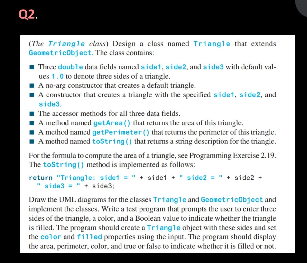Solved Q1. Write the code for the following UML diagram | Chegg.com