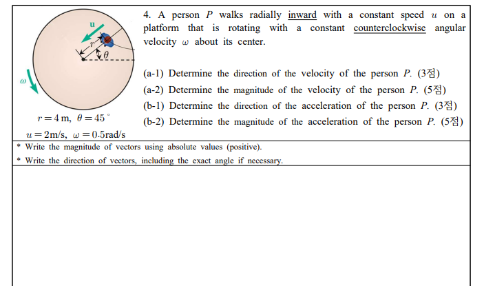 Solved A person P ﻿walks radially inward with a constant | Chegg.com
