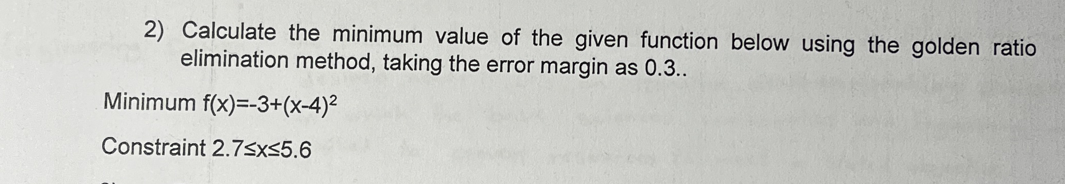 Solved Calculate the minimum value of the given function | Chegg.com