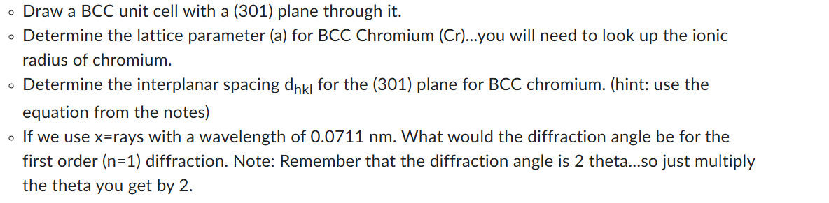 Solved 。Draw a BCC unit cell with a (301) ﻿plane through | Chegg.com