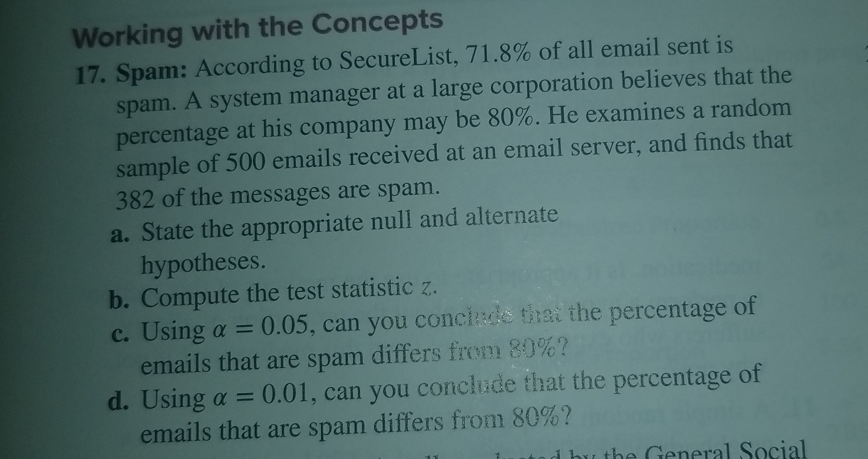 Solved Working with the Concepts17. ﻿Spam: According to | Chegg.com