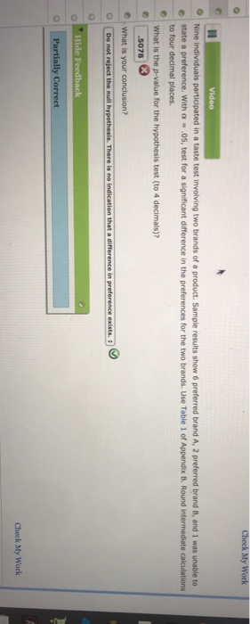 Solved Check My Work Video Nine individuals participated in | Chegg.com