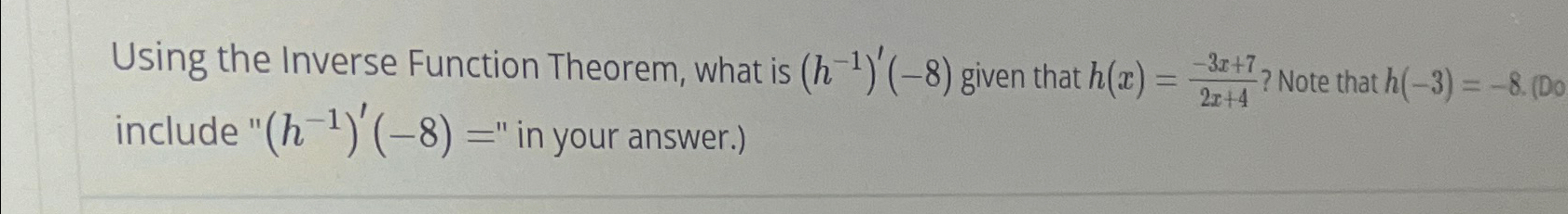 Solved Using the Inverse Function Theorem, what is | Chegg.com