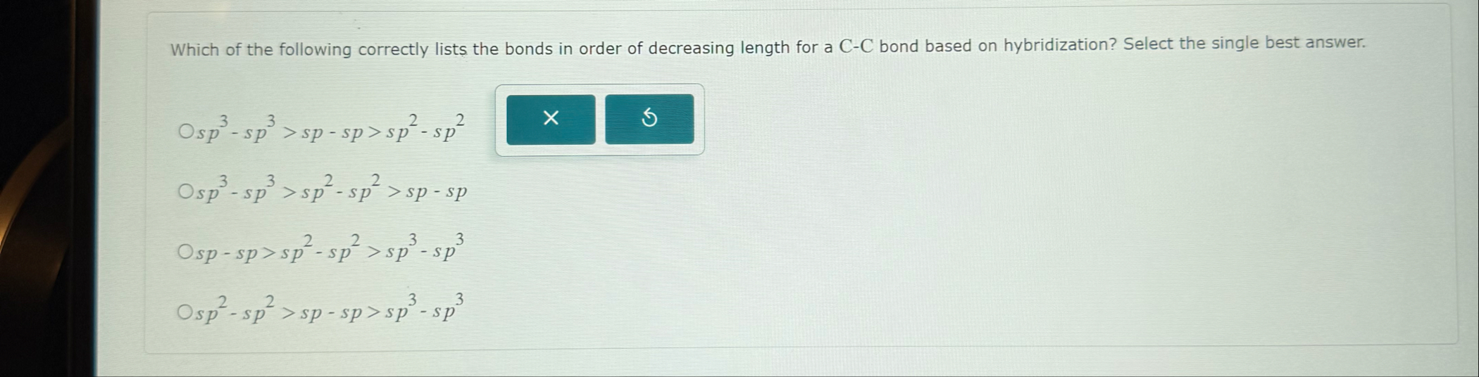 Solved Which of the following correctly lists the bonds in | Chegg.com