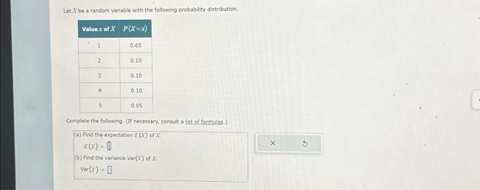Solved Let X Be A Random Variable With The Following