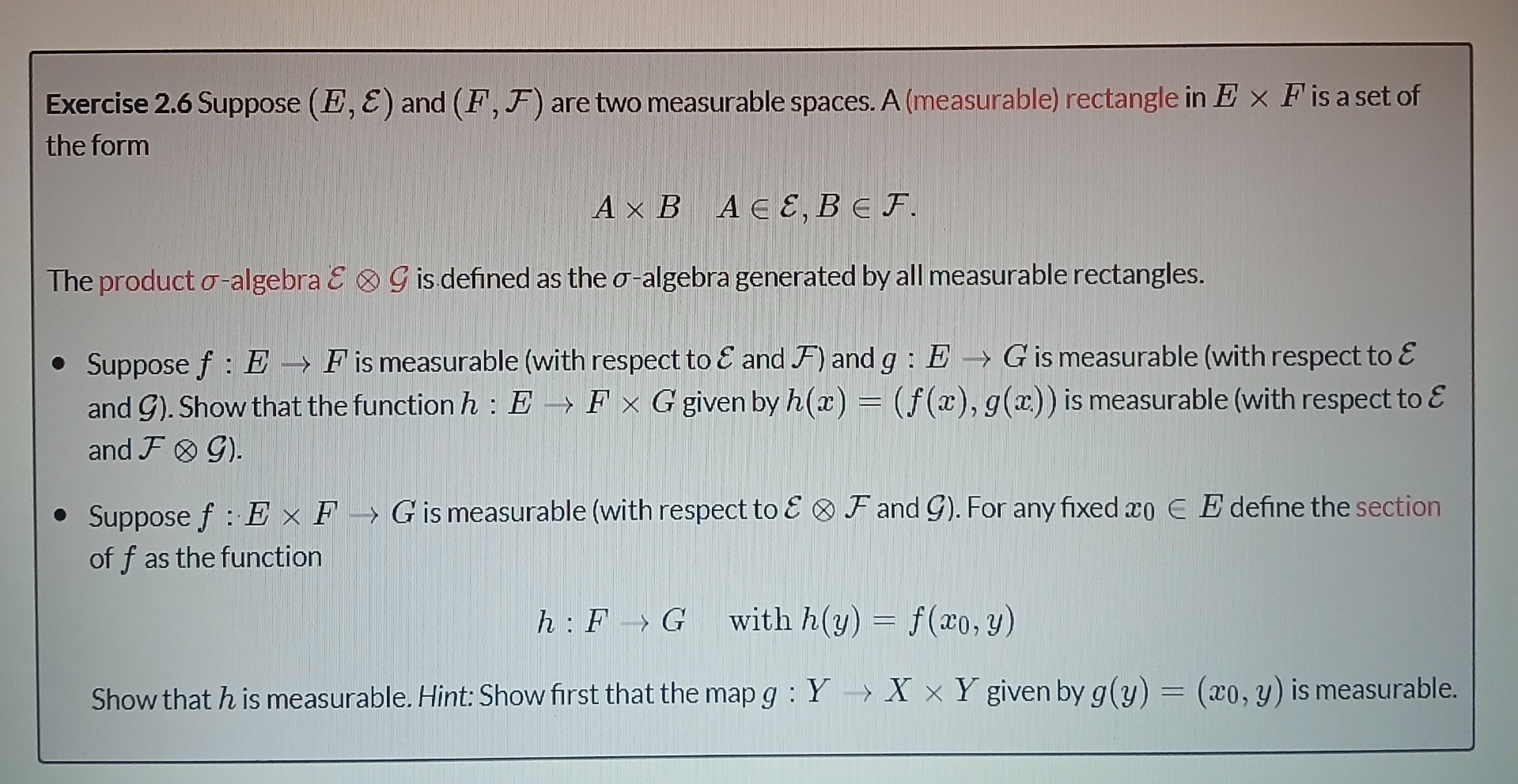 Solved Exercise 2.6 ﻿Suppose (E,E) ﻿and (F,F) ﻿are two | Chegg.com