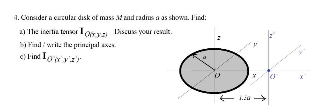 Solved 4. Consider a circular disk of mass Mand radius a as | Chegg.com