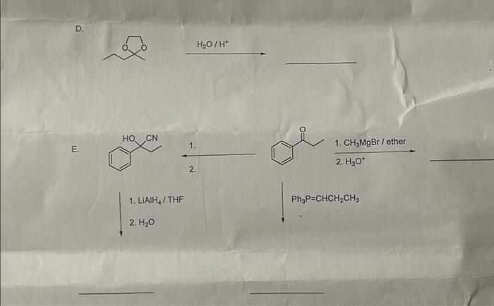 Solved 1. 1. LiAlH4/THF Ph3P=CHCH2CH3 2. H2O | Chegg.com