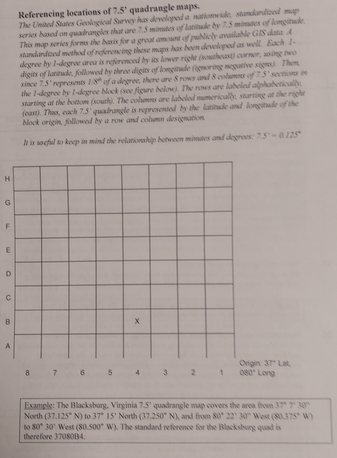 Solved Referencing locations of 7.5' ﻿quadrangle maps. | Chegg.com