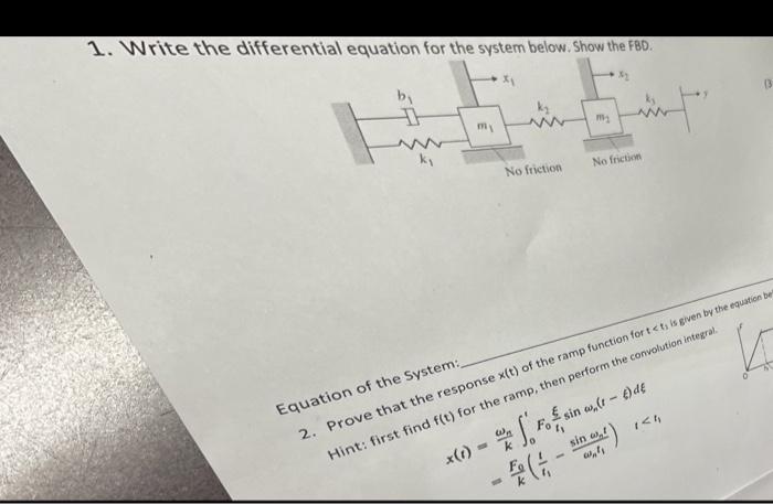 Solved 1. Write the differential equation for the system | Chegg.com