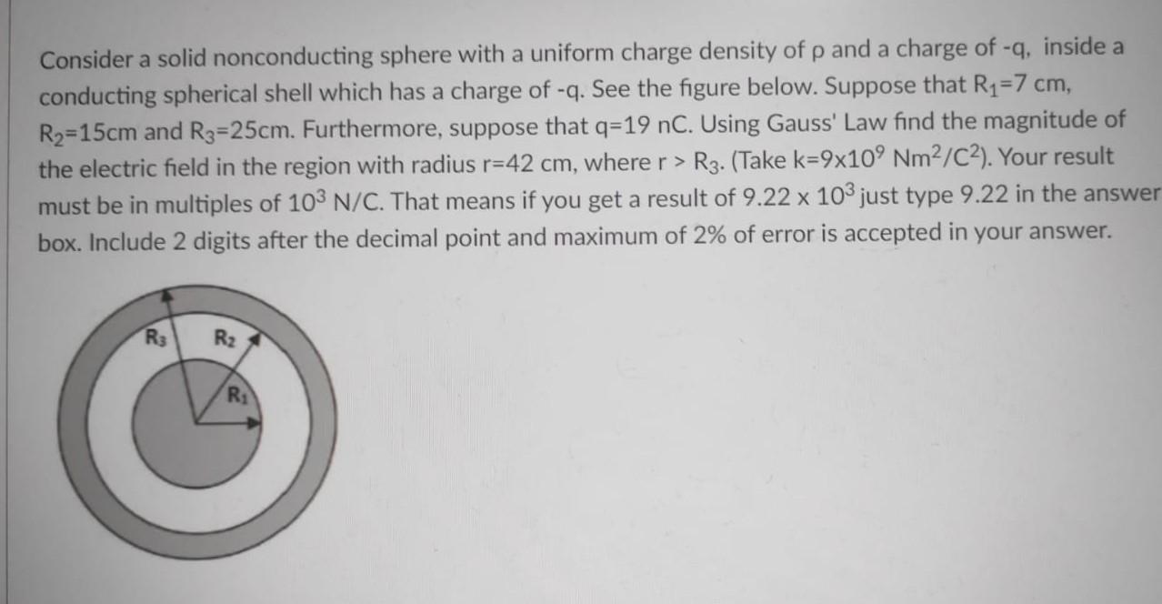 Solved Consider a solid nonconducting sphere with a uniform | Chegg.com