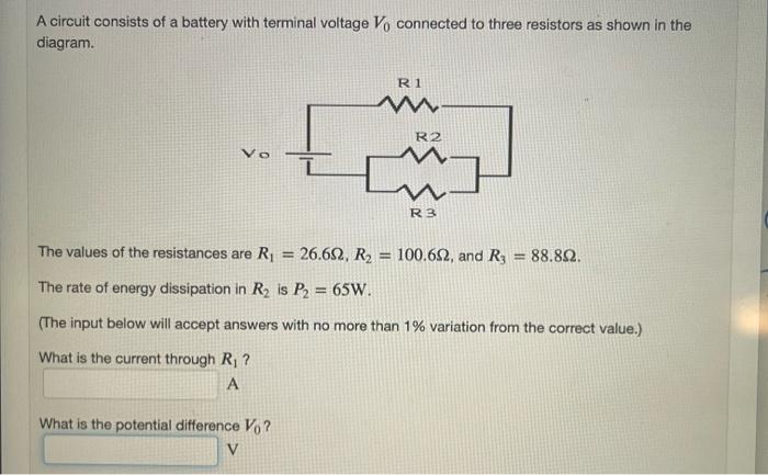 Solved A circuit consists of a battery with terminal voltage | Chegg.com