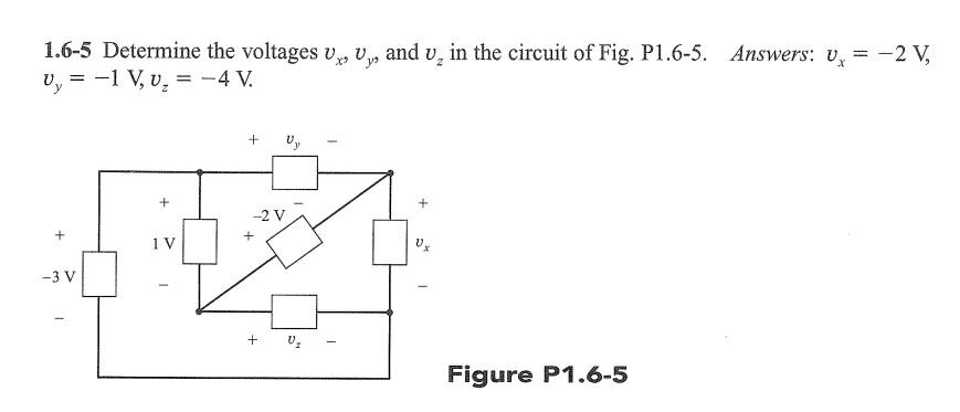 Solved 1.6-5 Determine the voltages vx,vy, and vz in the | Chegg.com