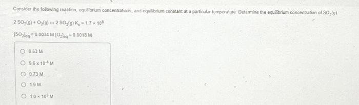 Solved Consider The Following Reaction Equilibrium