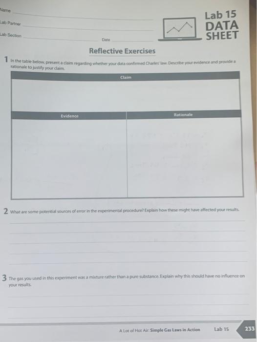 amo Lab Partner Lab 15 DATA SHEET Lab Section Date | Chegg.com
