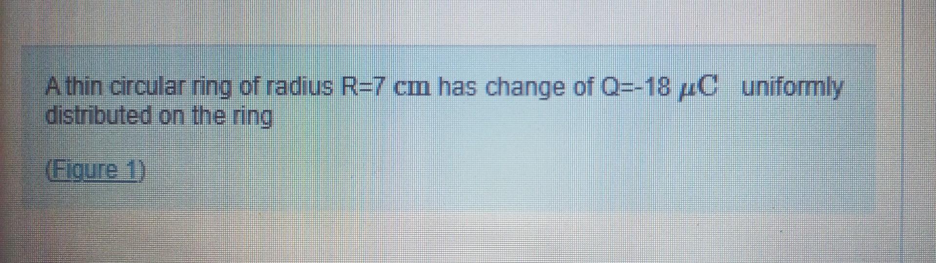 Solved A thin circular ring of radius R=7 cm has change of | Chegg.com