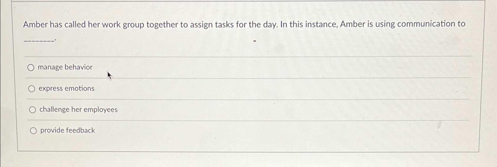 Solved Amber has called her work group together to assign | Chegg.com