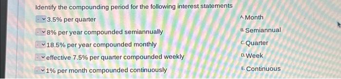 Solved Identify the compounding period for the following | Chegg.com