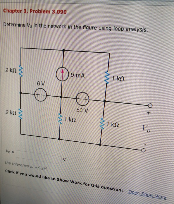 Solved Chapter 3, Problem 3.090 Determine Vo in the network | Chegg.com