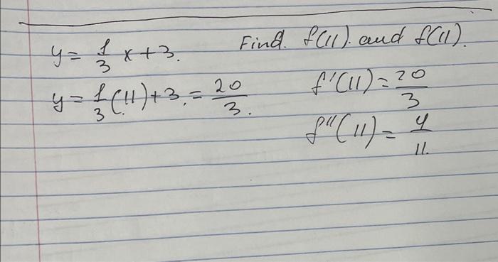 Solved y=31x+3. Find. f(11) and f(11). | Chegg.com