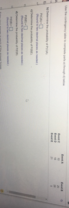 Solved Use the contingency table to complete parts a) | Chegg.com