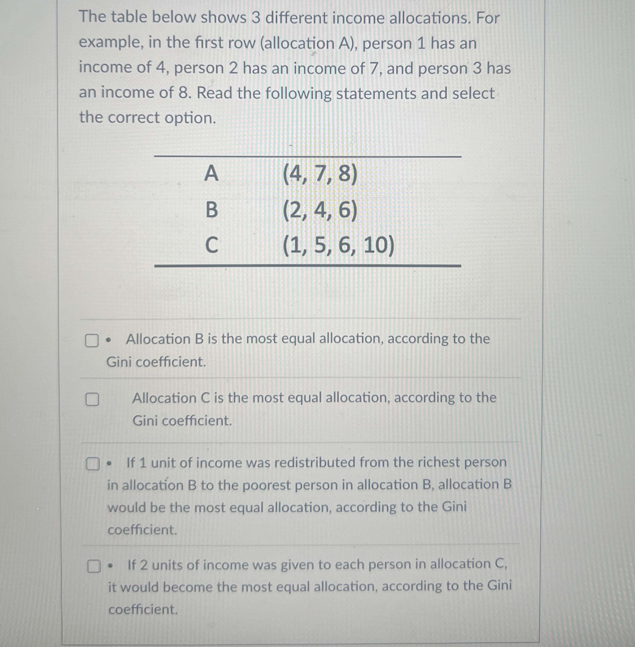 High Quality SOLUTION The table below shows 3 ﻿different income | Chegg.com