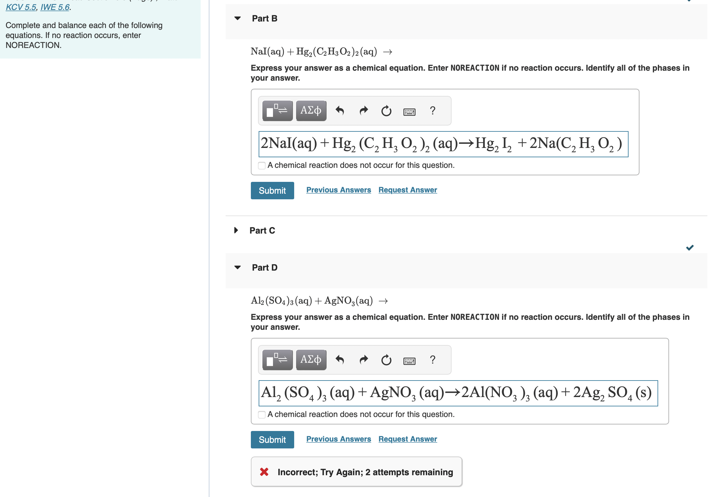 Solved Part B and D pleaseKCV 5.5, ﻿IWE 5.6.Complete and | Chegg.com