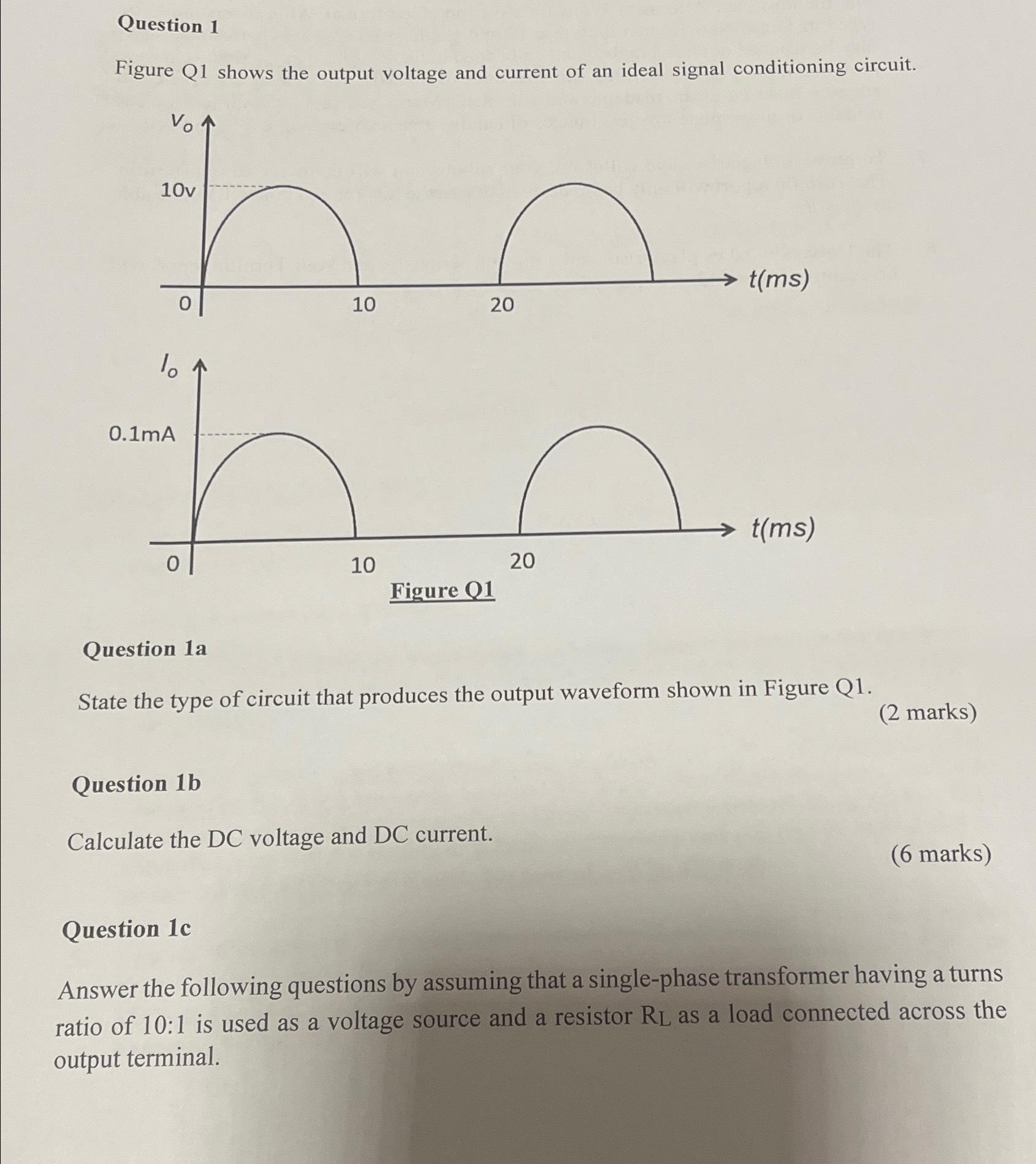 Solved Question 1Figure Q1 ﻿shows the output voltage and | Chegg.com