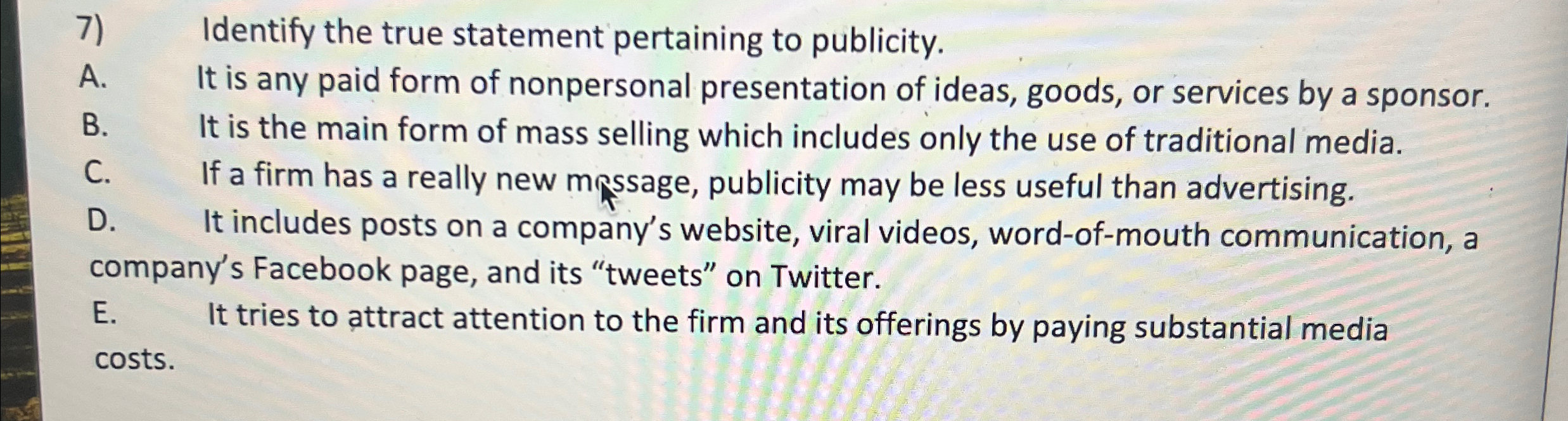 Solved Identify the true statement pertaining to | Chegg.com