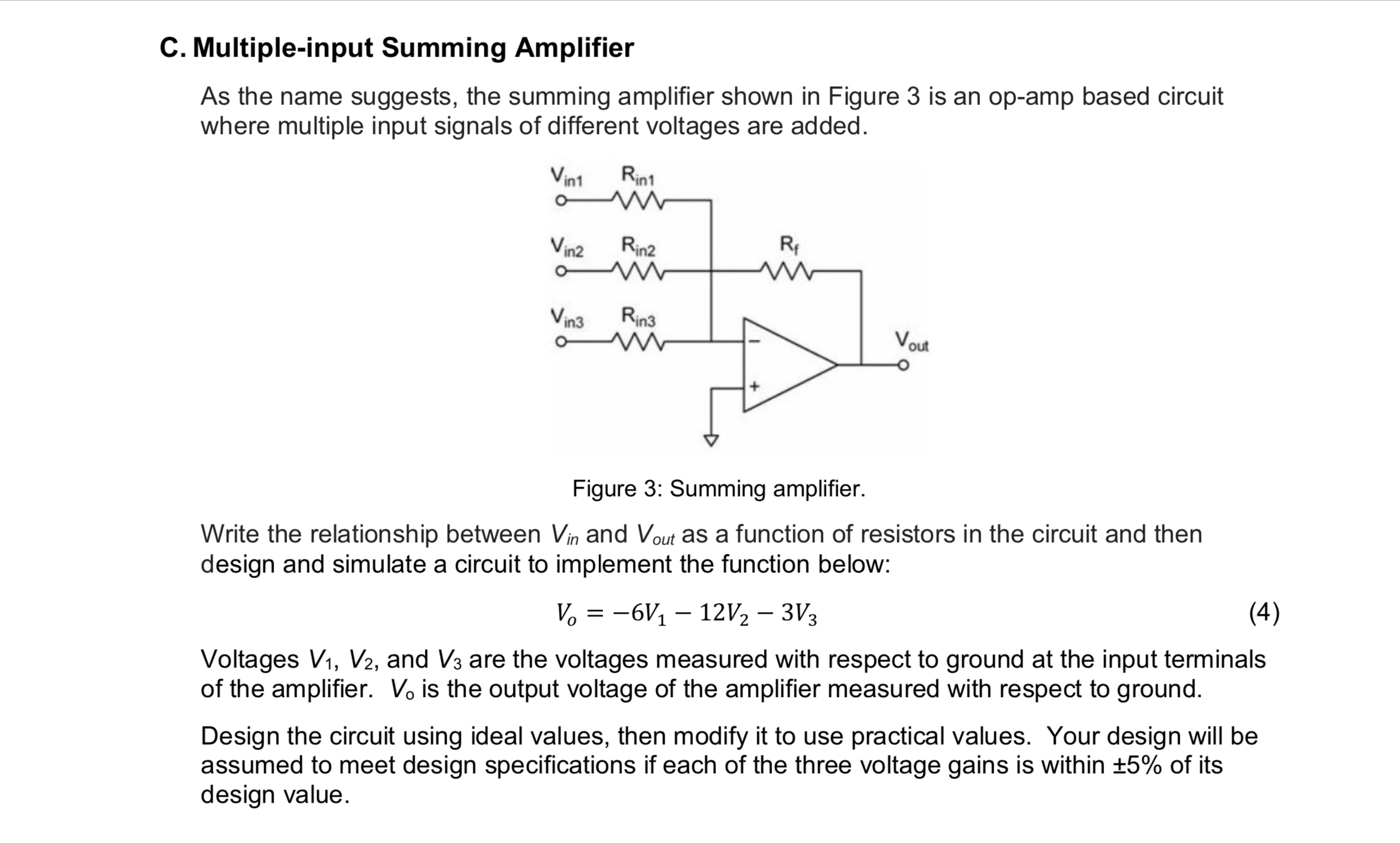 C. ﻿Multiple-input Summing AmplifierAs the name | Chegg.com