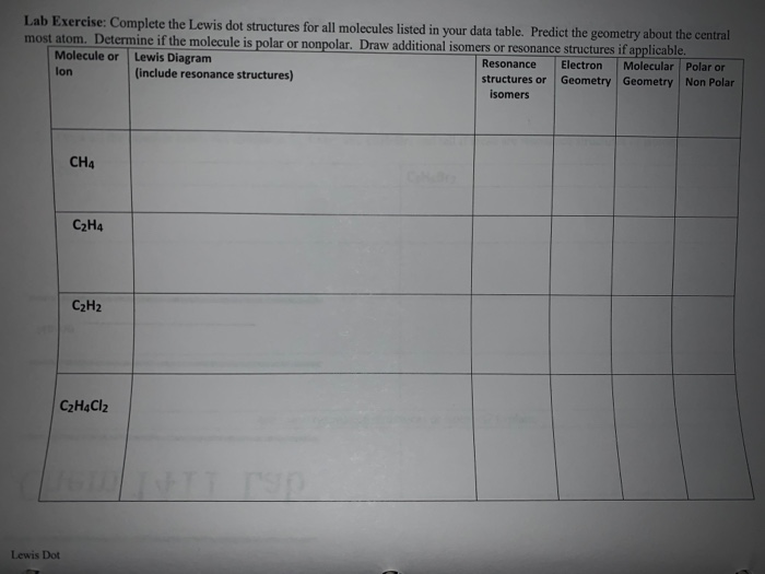 Solved Experiment 11: Predicting Geometric Structure using | Chegg.com