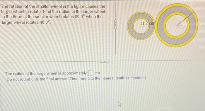 Solved The rotation of the smaller wheel in the figure | Chegg.com