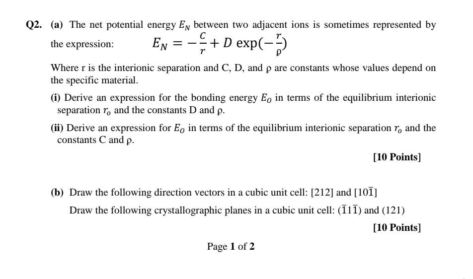 Solved the expression: EN=−rC+Dexp(−ρr) Where r is the | Chegg.com