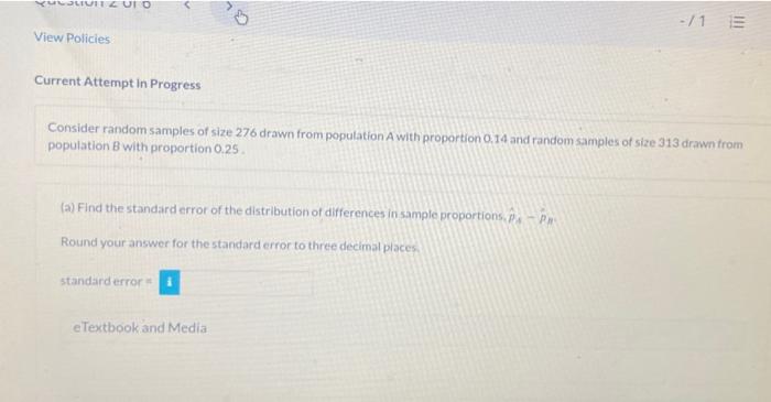 Solved Consider random samples of size 276 drawn from | Chegg.com