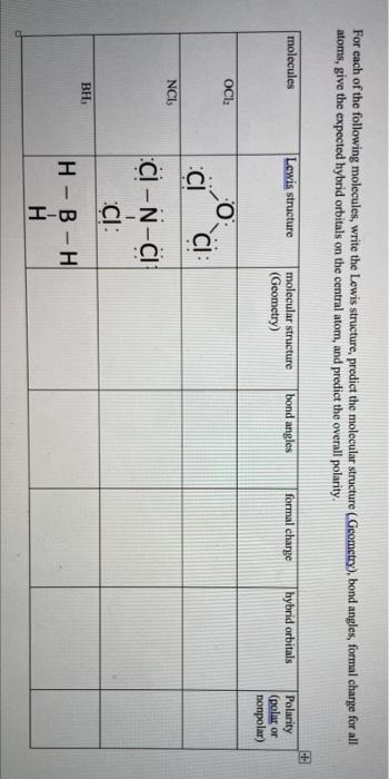 Solved For Each Of The Following Molecules Write The Lewis
