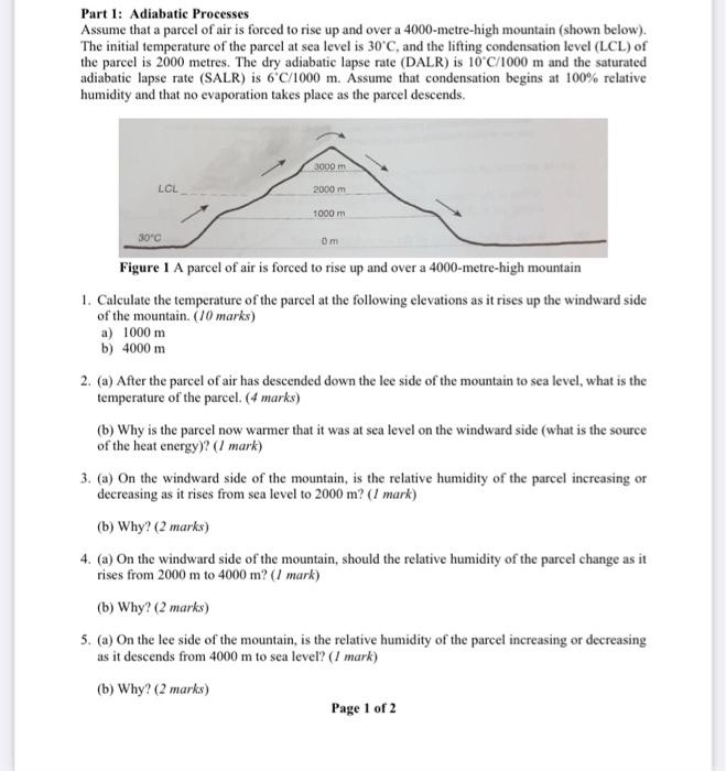 Solved Part 1: Adiabatic Processes Assume that a parcel of | Chegg.com