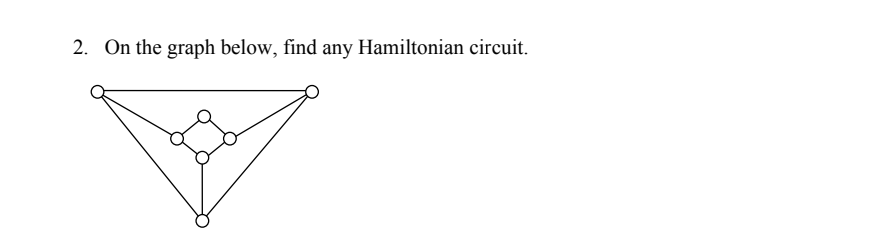 Solved 2. On the graph below, find any Hamiltonian circuit. | Chegg.com