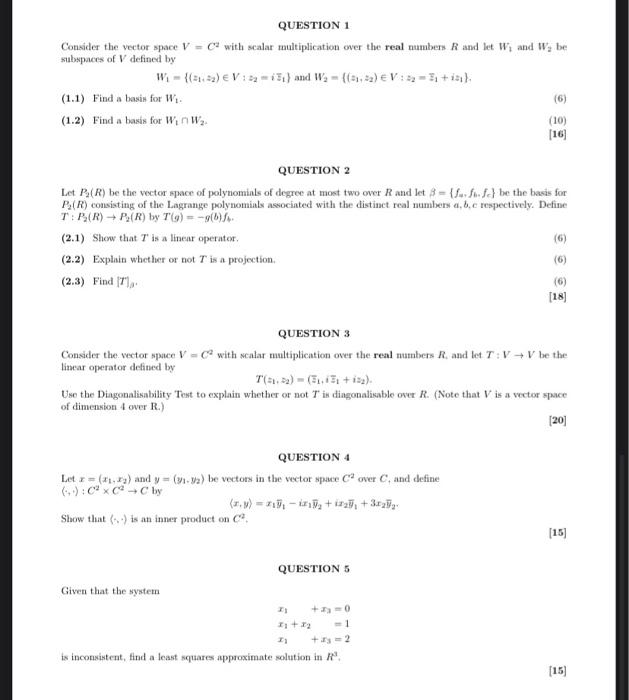 Solved Consider the vector space V=C2 with scalar | Chegg.com