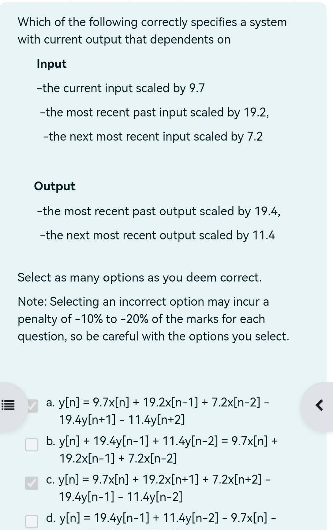 Solved Which of the following correctly specifies a system | Chegg.com