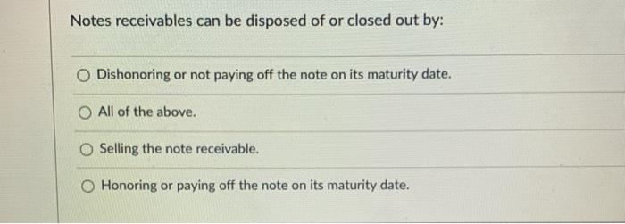 Solved Notes receivables can be disposed of or closed out | Chegg.com