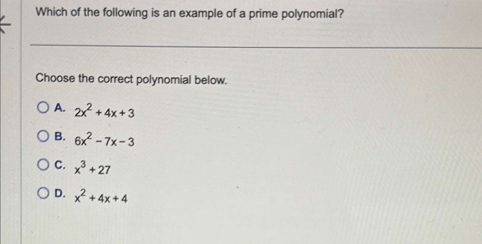 Solved Which of the following is an example of a prime | Chegg.com