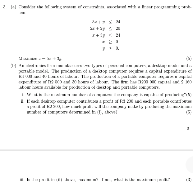 Solved (a) ﻿Consider the following system of constraints, | Chegg.com