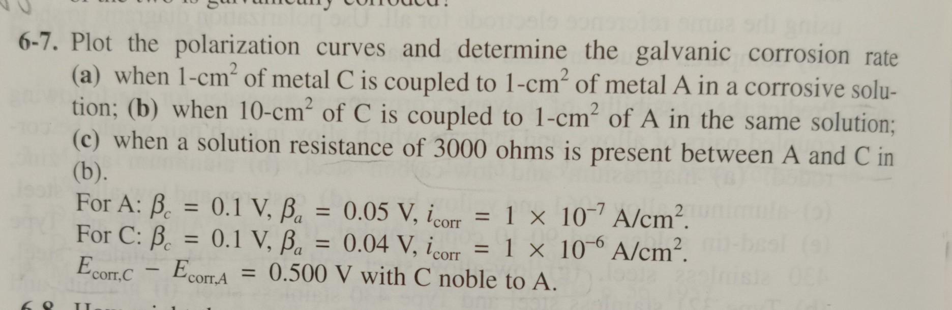 Solved 6-7. Plot the polarization curves and determine the | Chegg.com