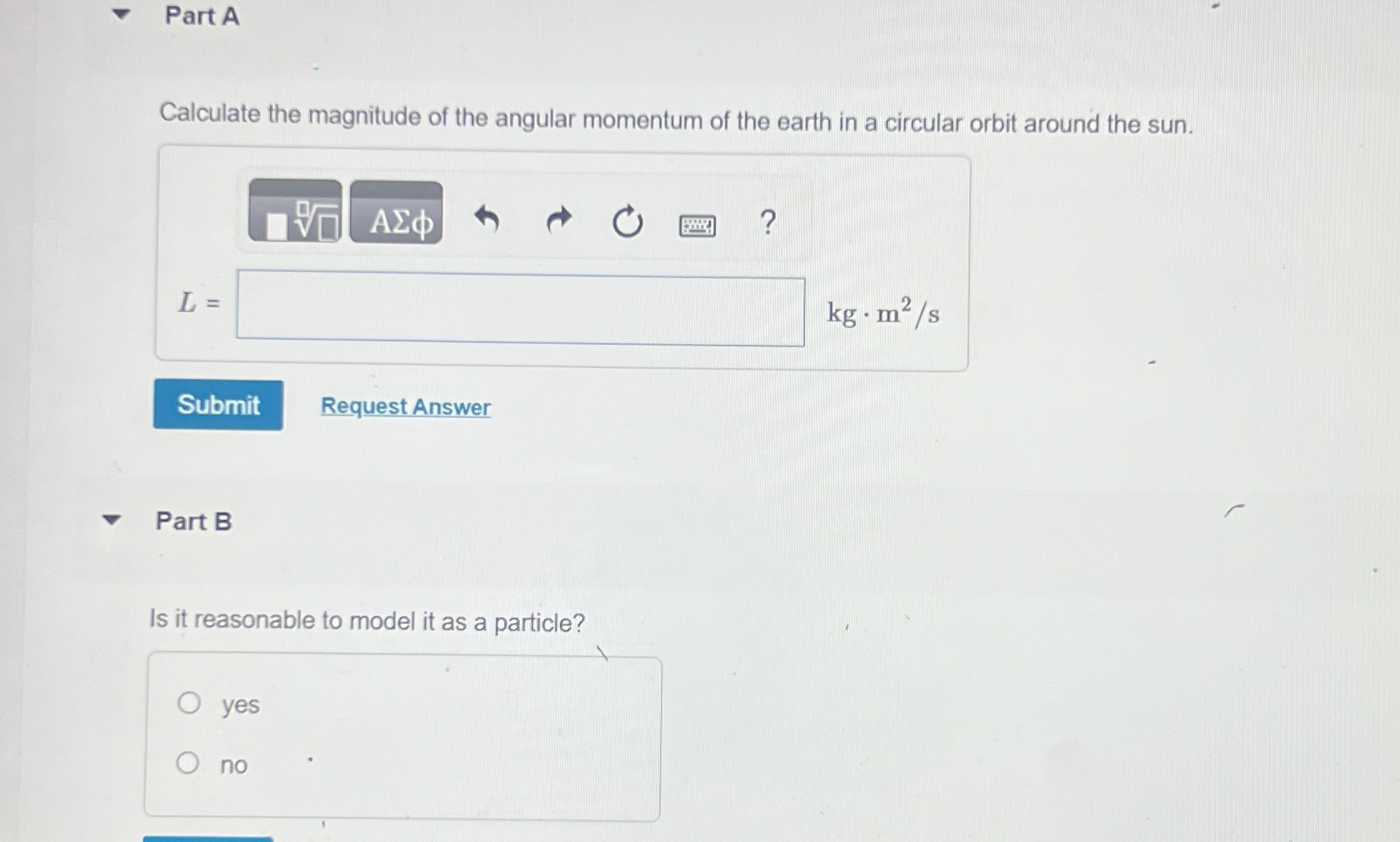 Solved Part ACalculate the magnitude of the angular momentum | Chegg.com